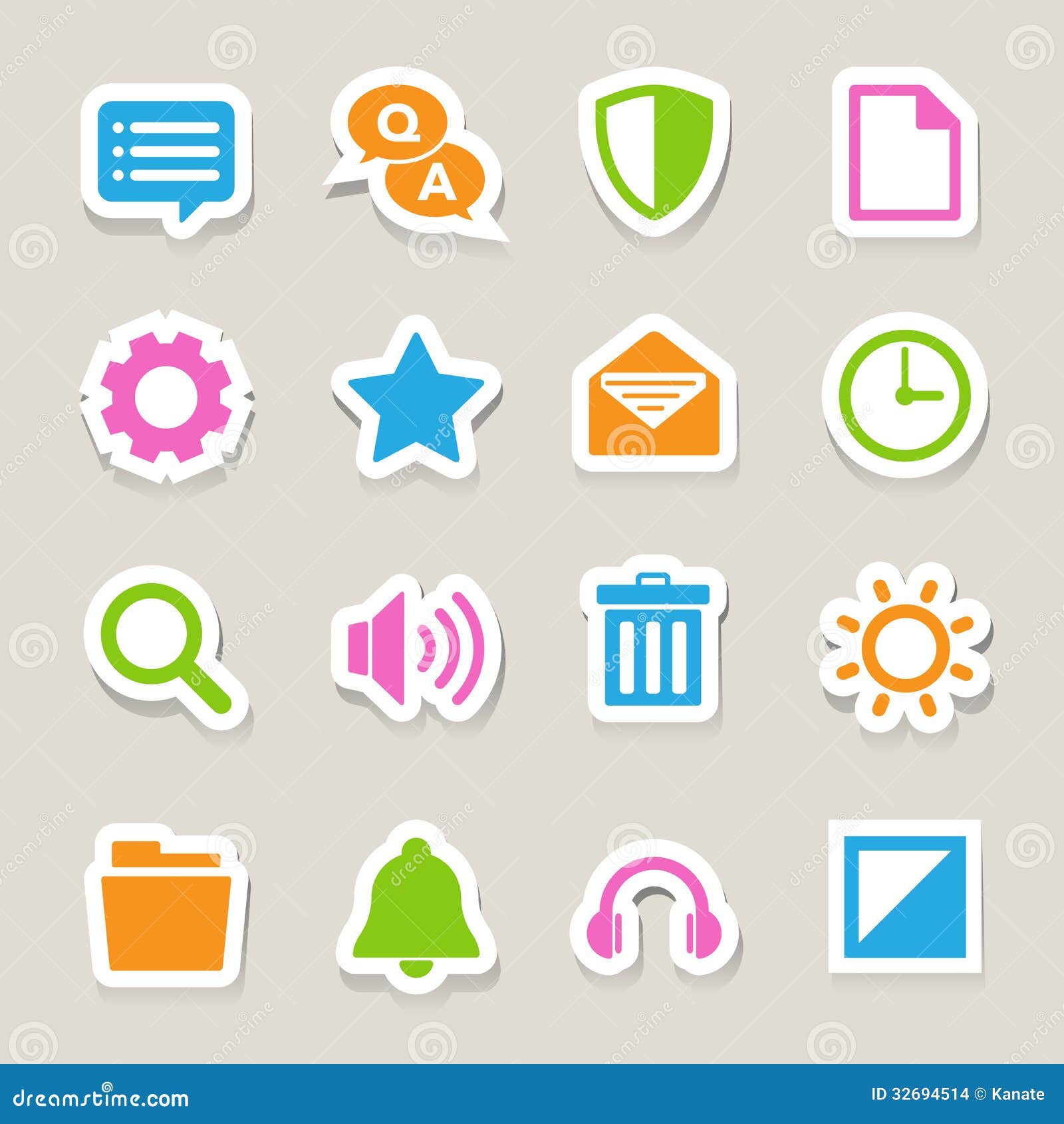 Computer menu icons set stock vector. Illustration of communication ...