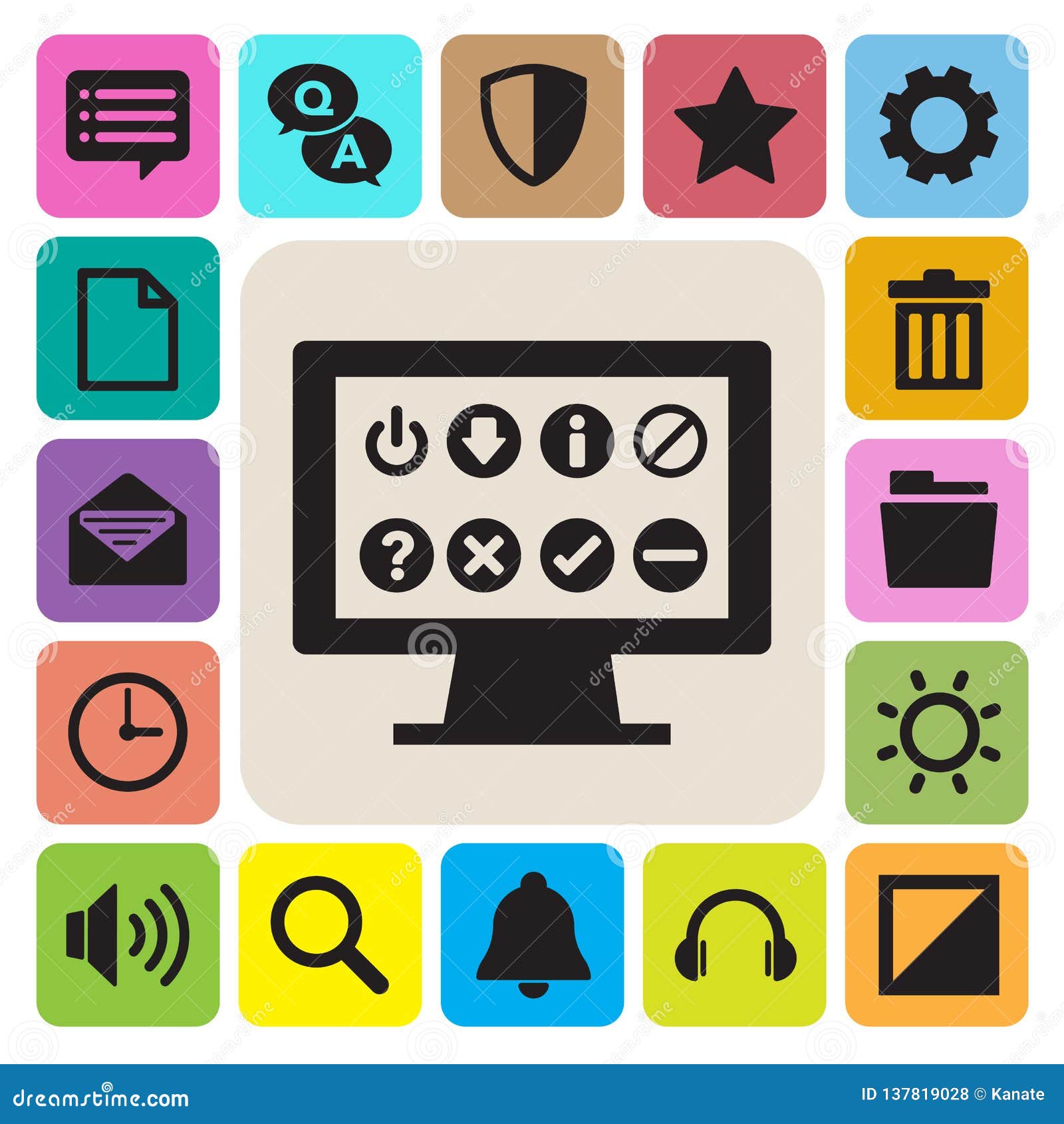 Computer menu icons set stock vector. Illustration of page - 137819028
