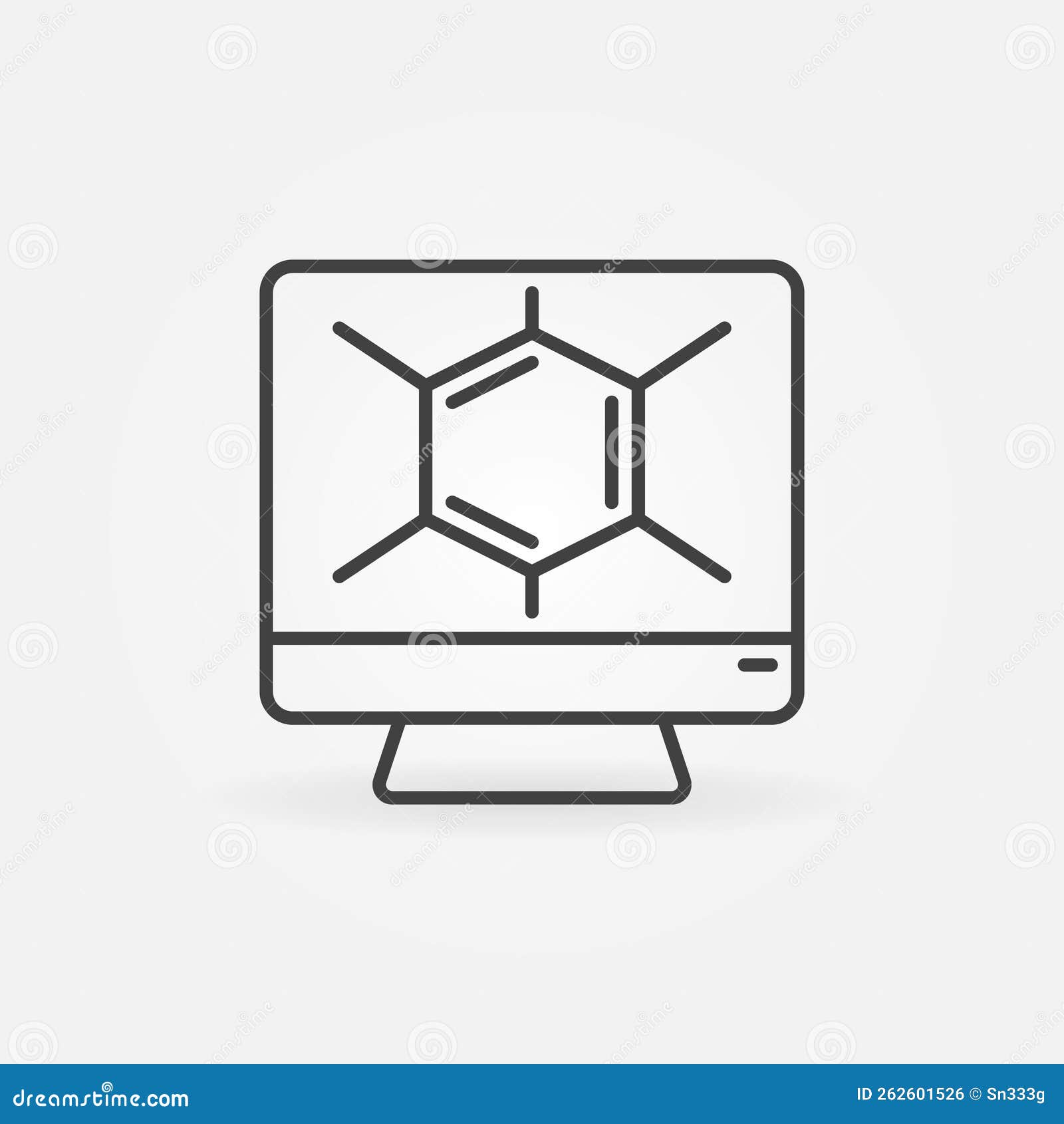 Computer Met Het Concept Dunne Lijn Van De Vector Van De Chemische ...