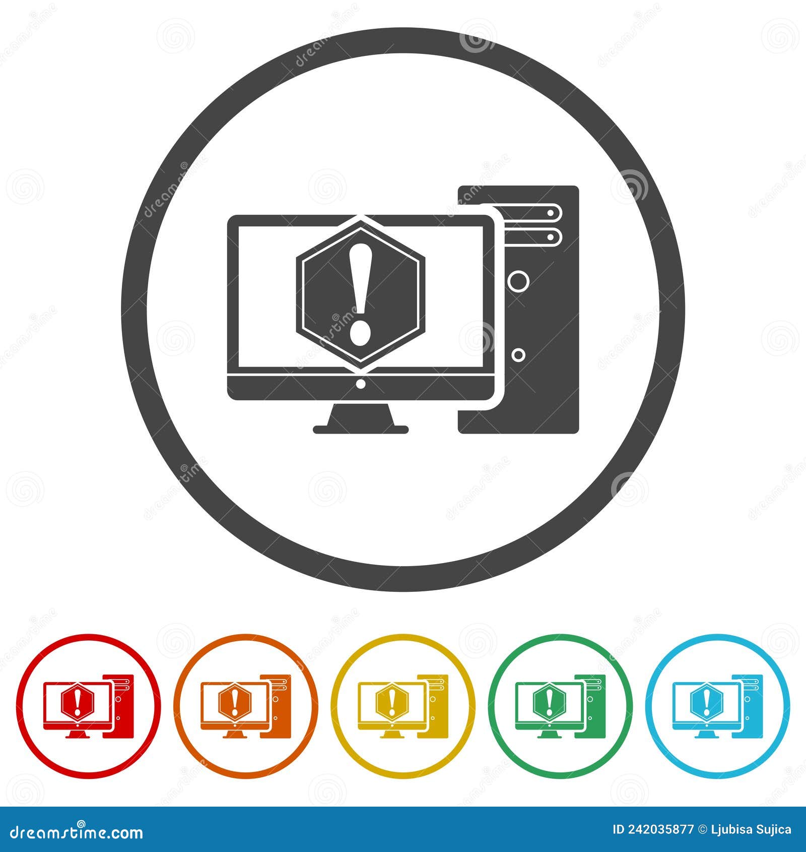 Computer Met Het Pictogram Van Het Uitroepteken Van Het Pictogram ...