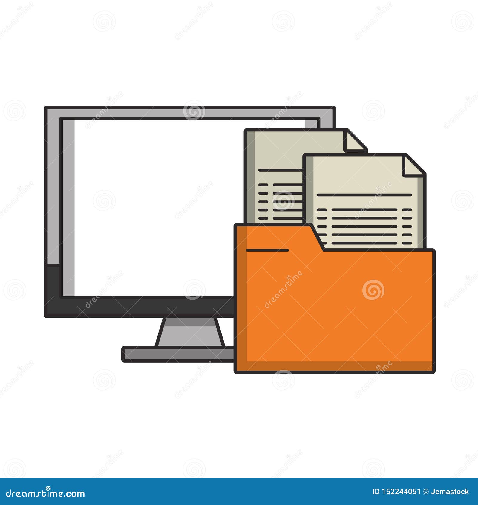 Computer Met Het Symbool Van Omslagdocumenten Vector Illustratie ...