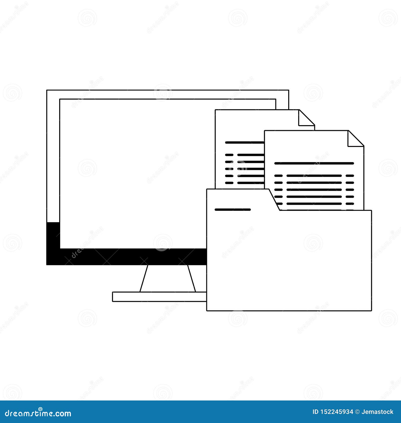 Computer Met Het Symbool Van Omslagdocumenten Vector Illustratie ...