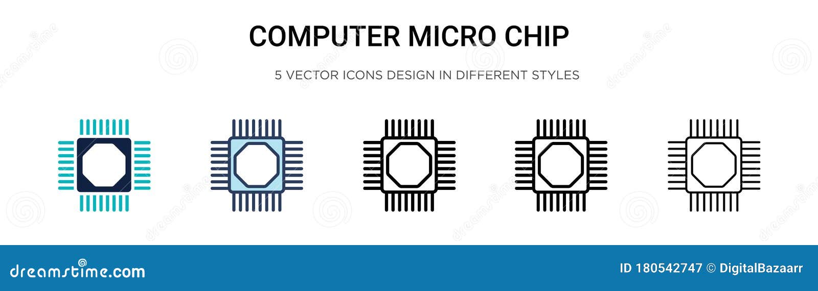 Computer Micro Chip Icon in Filled, Thin Line, Outline and Stroke Style ...