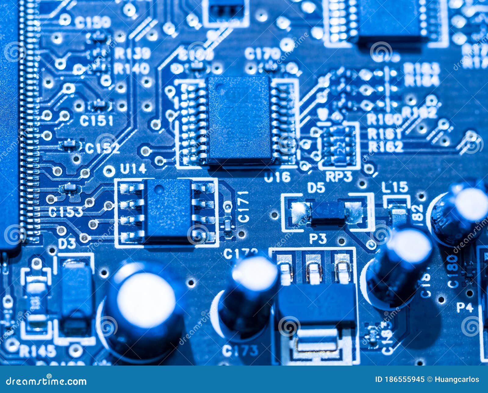 Computer Micro Circuit Board with Integrated IC Stock Image - Image of ...