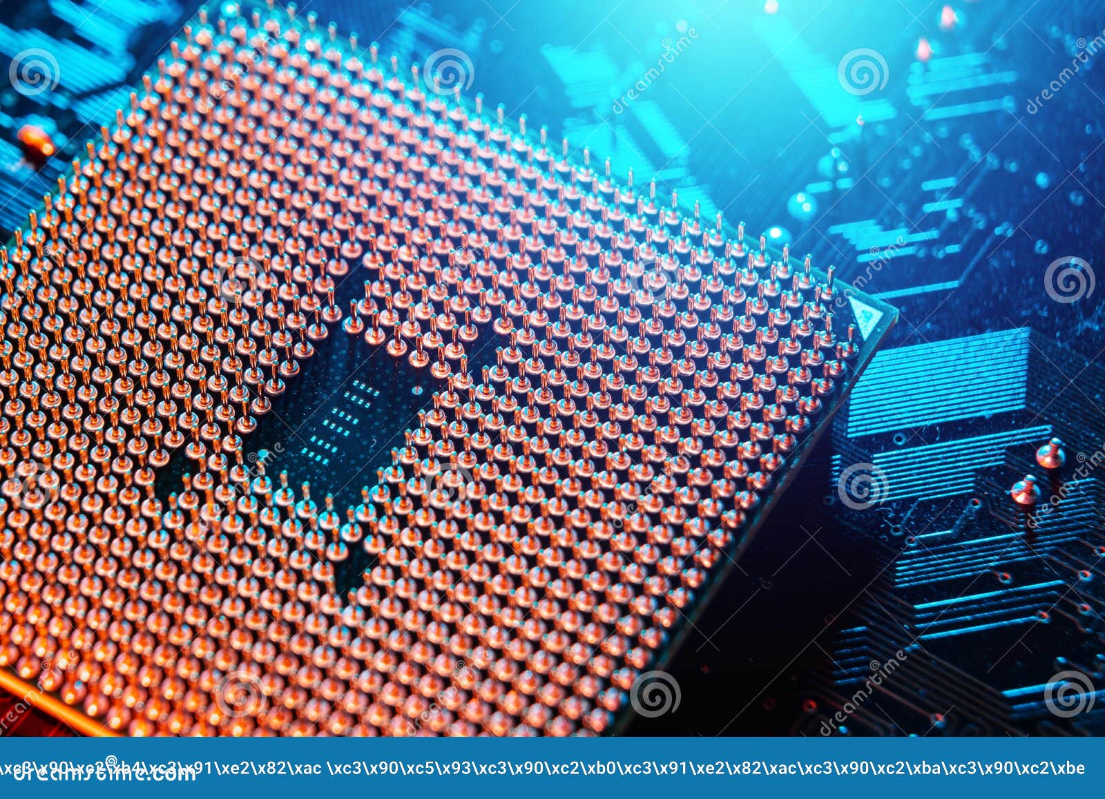 Microchip Of The Electronic Control Unit. Cpu Chipset On Printed ...