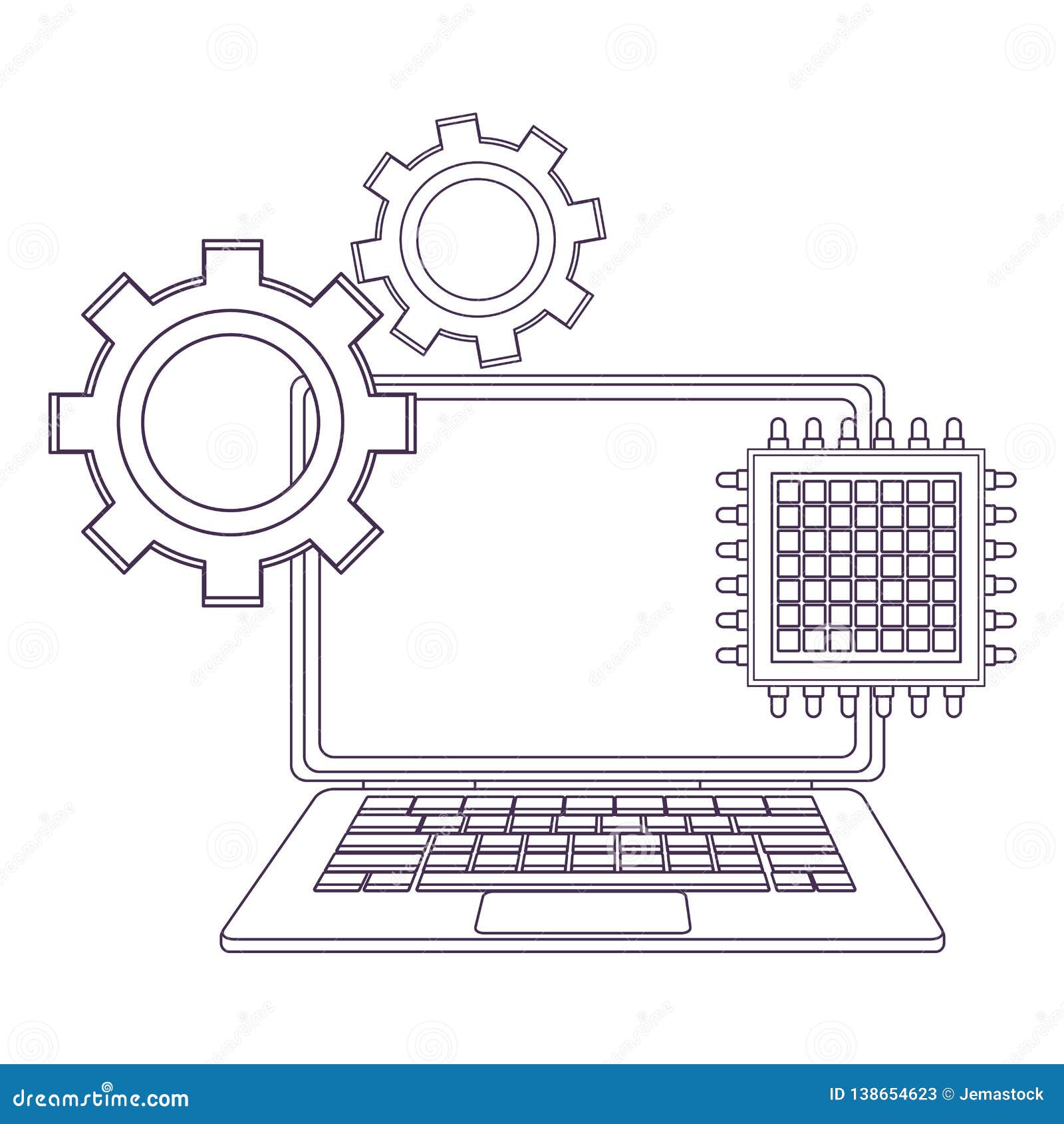 Computer with microchip stock vector. Illustration of learning - 138654623