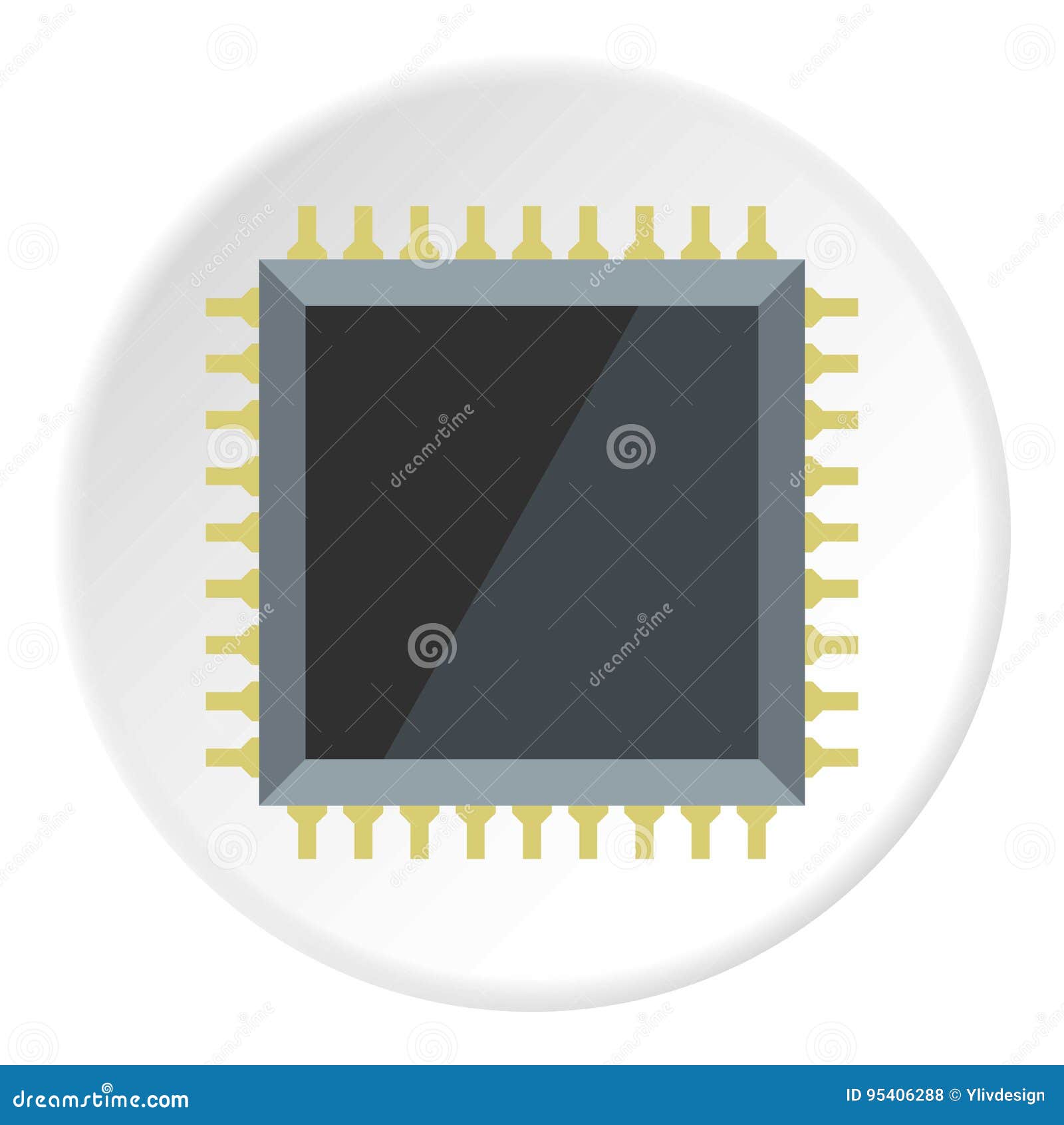 Computer Microchip Icon Circle Stock Vector - Illustration of ...