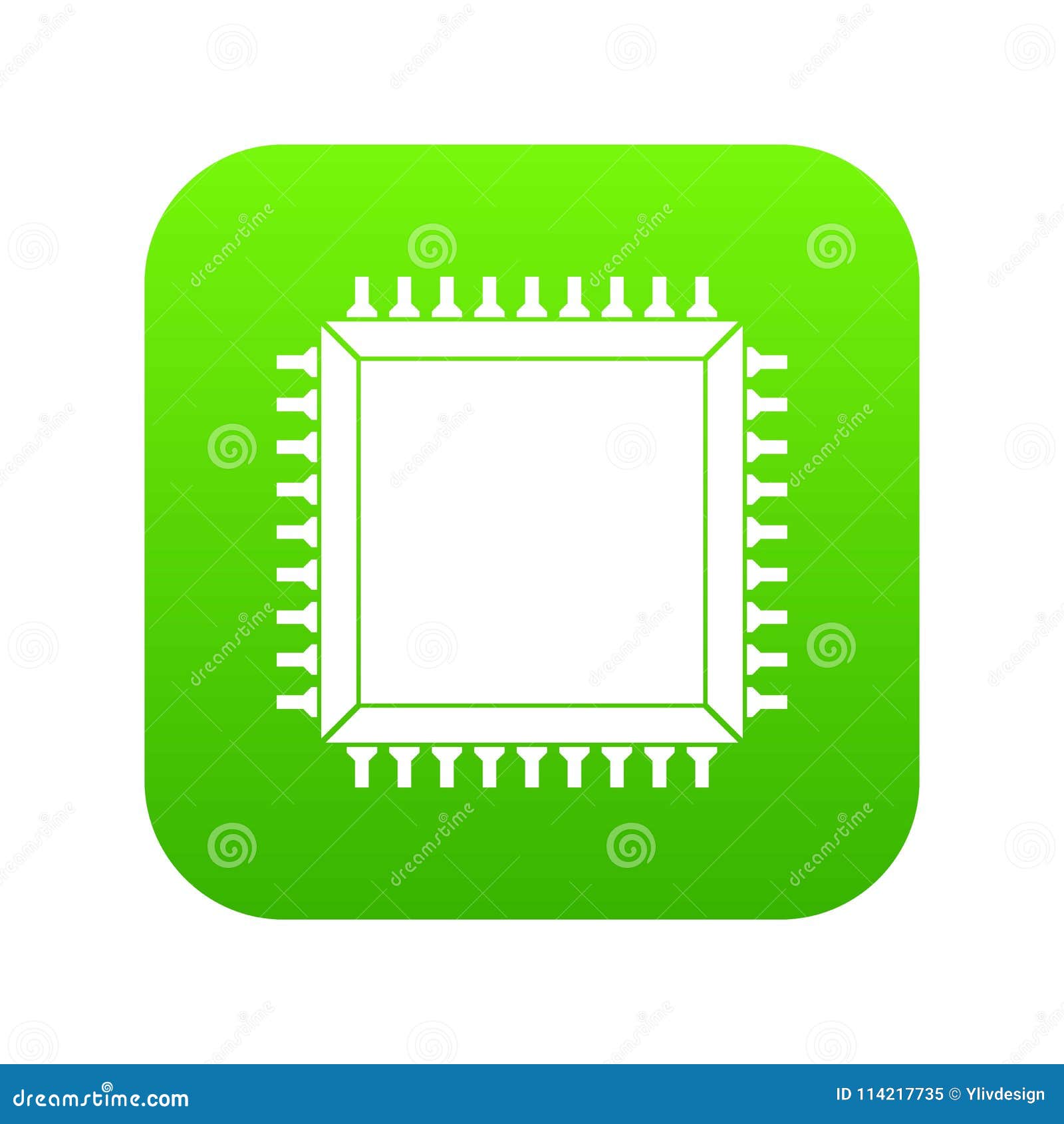 Computer Microchip Icon Digital Green Stock Vector - Illustration of ...