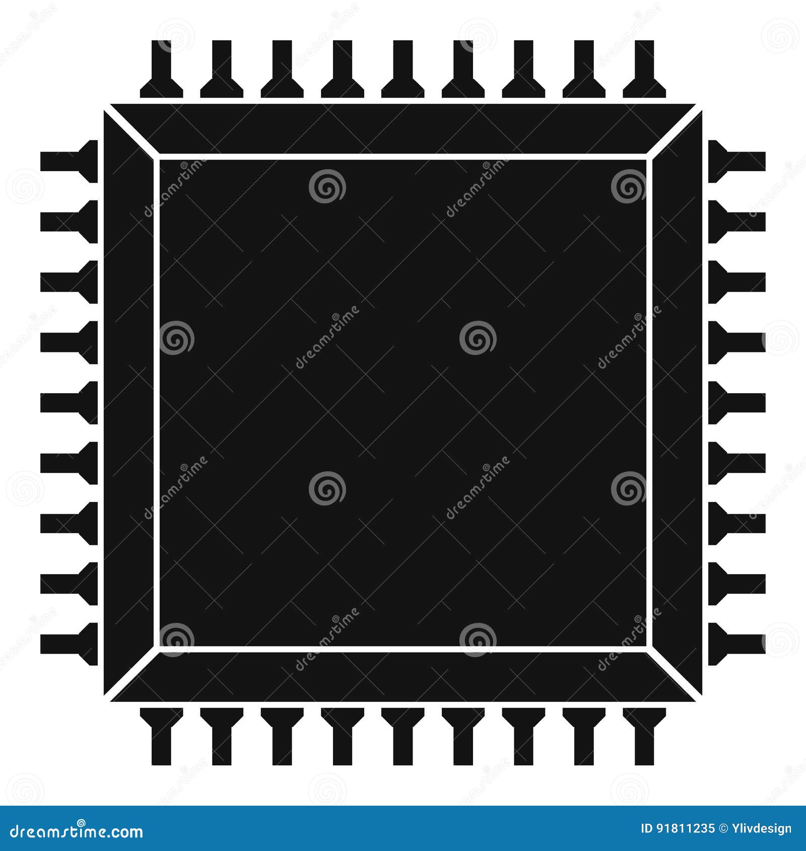 Computer Microchip Icon Simple Stock Vector - Illustration of electric ...