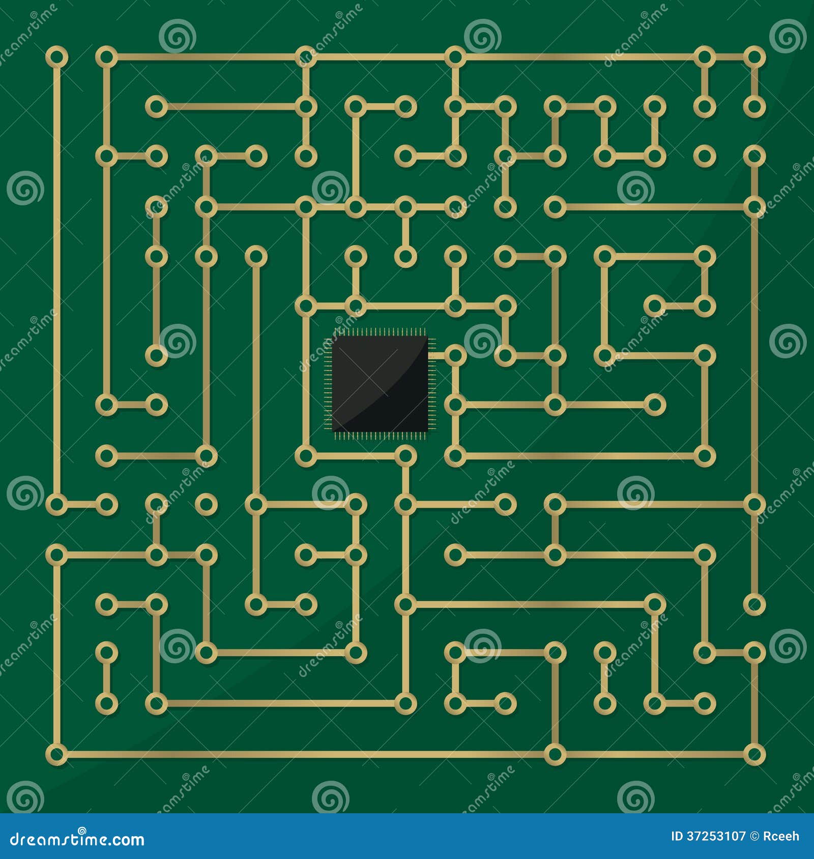 Computer Microchip Labyrinth Stock Vector - Illustration of concept ...