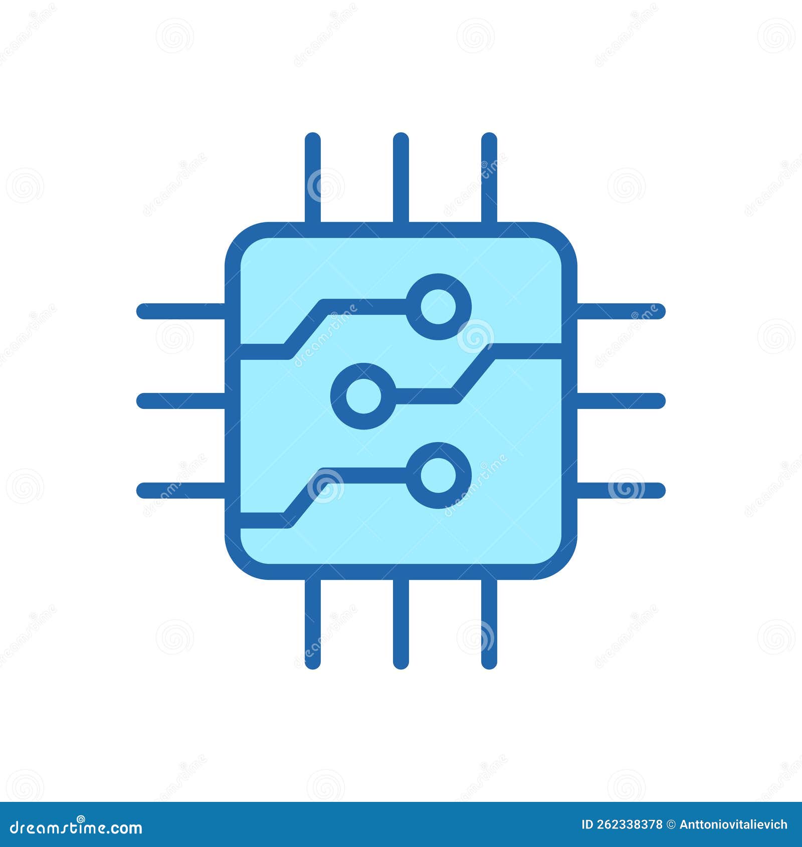 Computer Microchip Line Icon. CPU Processor Chip Pictogram. Digital ...