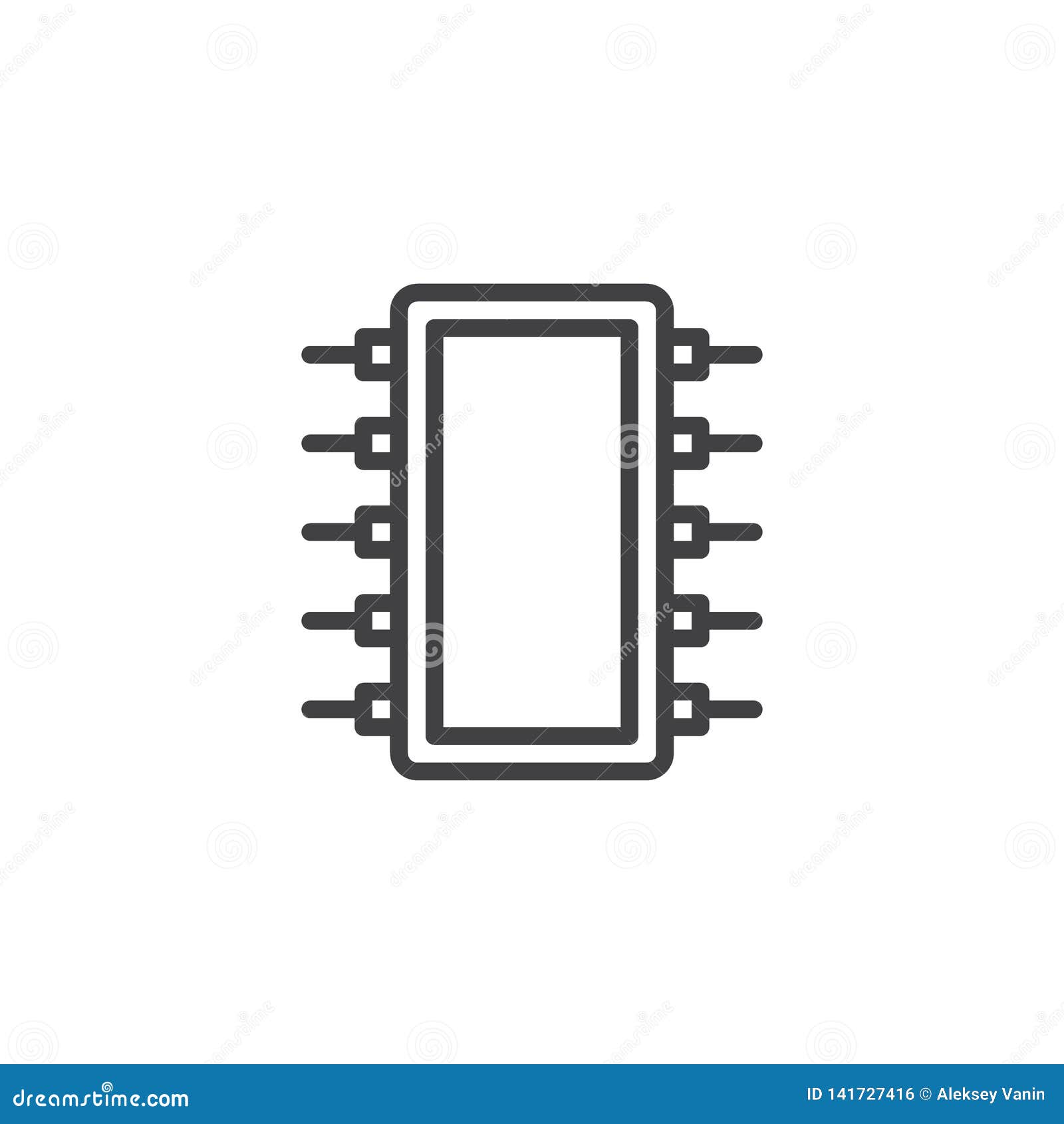 Computer Microchip Line Icon Stock Vector - Illustration of graphics ...