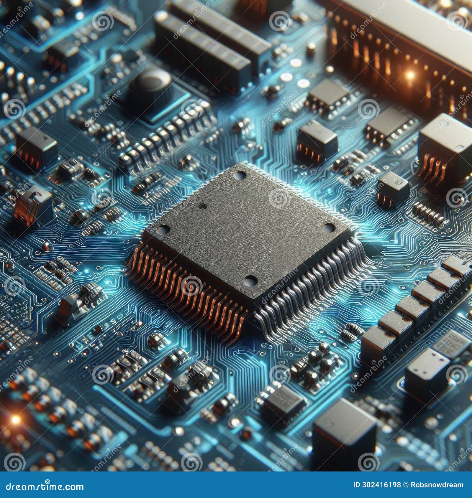 Computer Microchip Sitting on Motherboard Stock Illustration ...