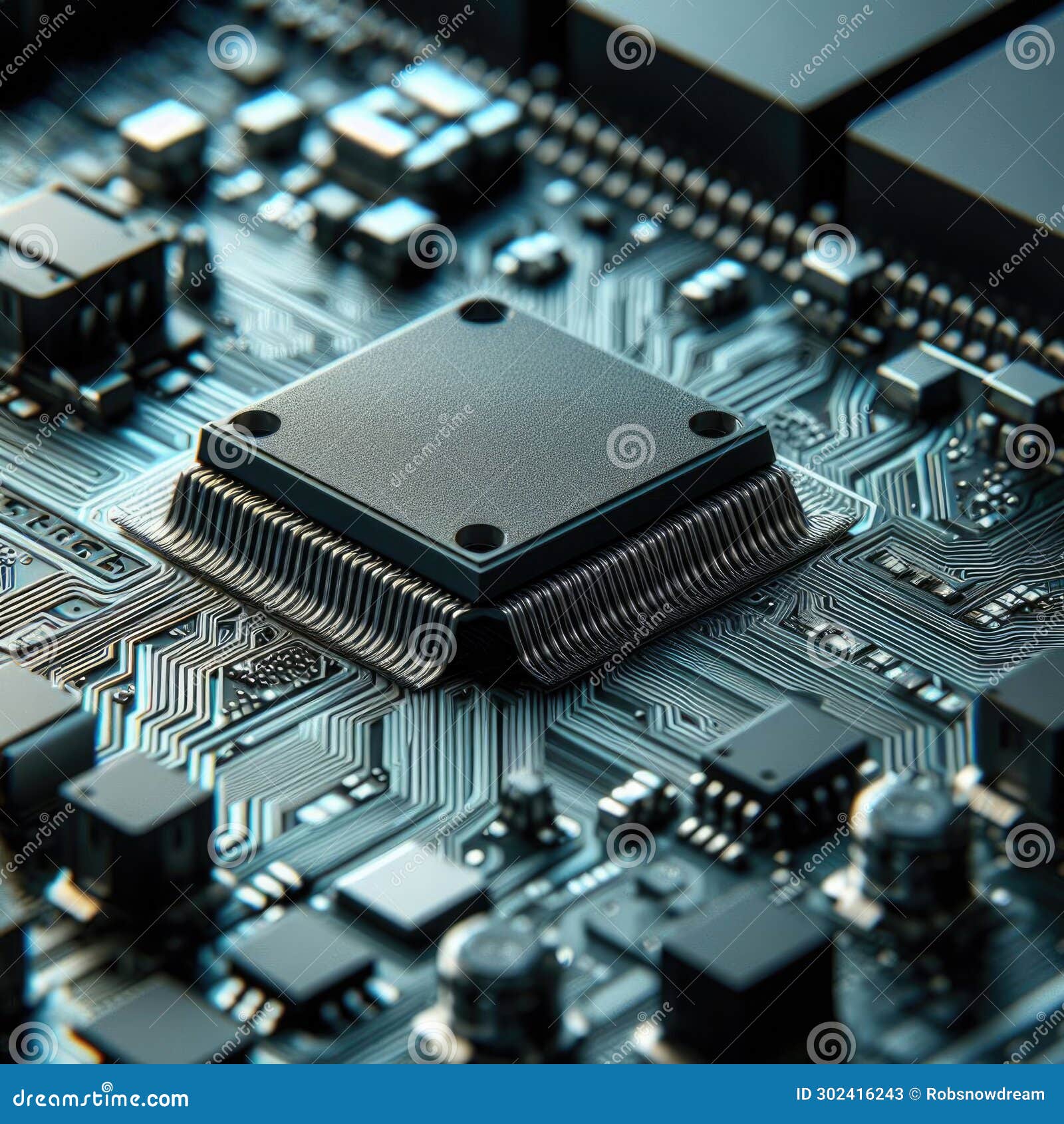 Computer Microchip Sitting on Motherboard Stock Illustration ...