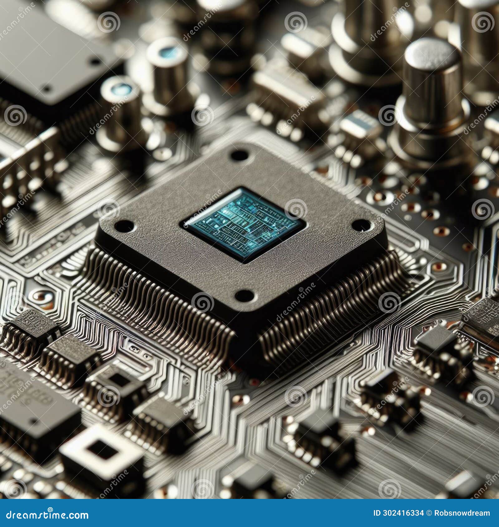 Computer Microchip Sitting on Motherboard Stock Illustration ...