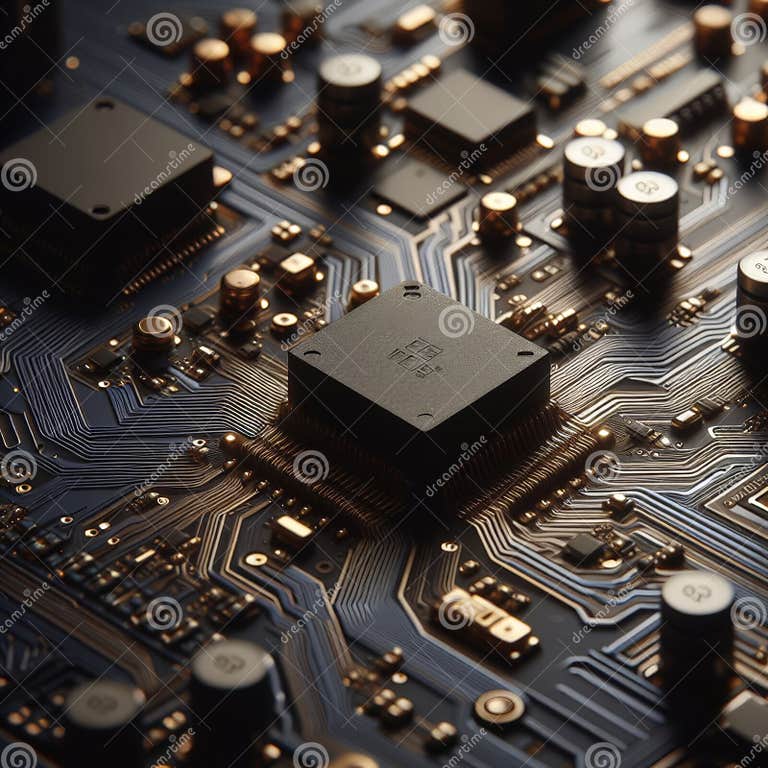 Computer Microchip Sitting on Motherboard Stock Illustration ...