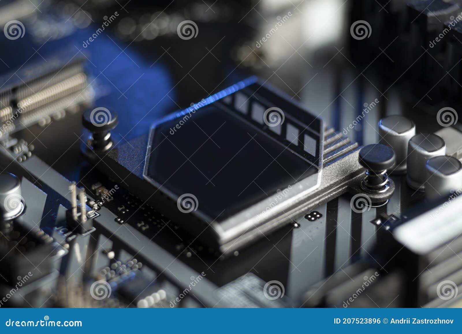 Computer Microchip on the System Board. Silicon Chip, Hardware Data ...