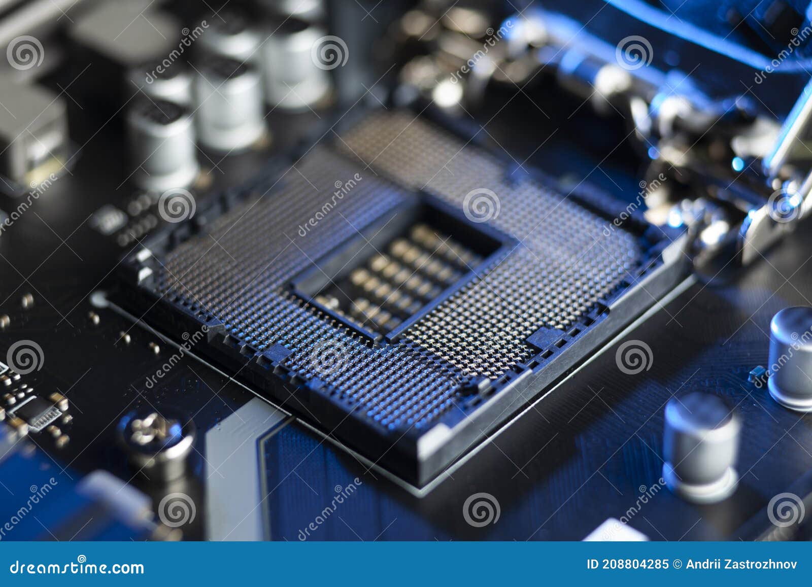 Computer Microchip on the System Board. Silicon Chip Hardware Data ...