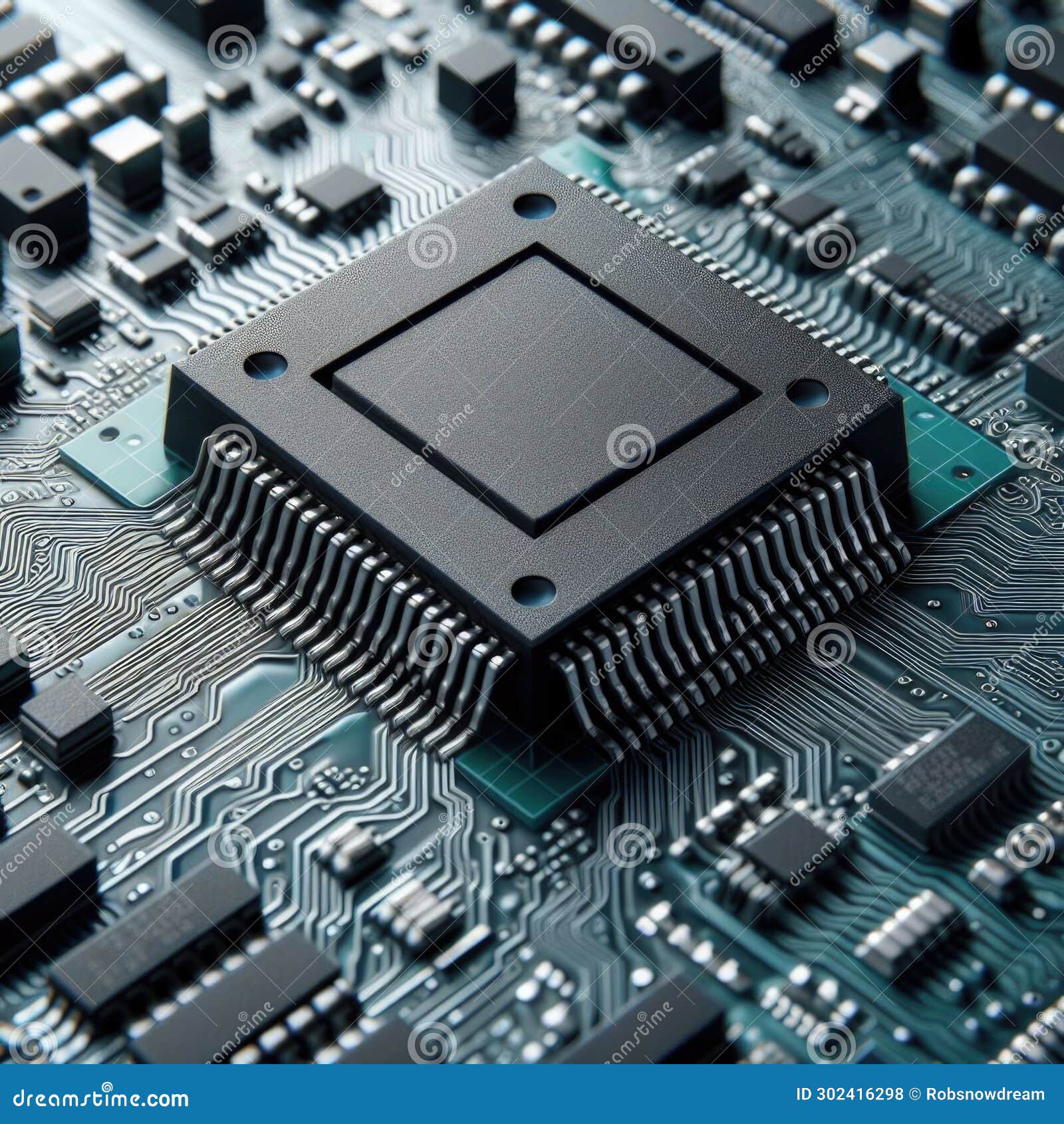 Computer Microchip Sitting on Motherboard Stock Illustration ...