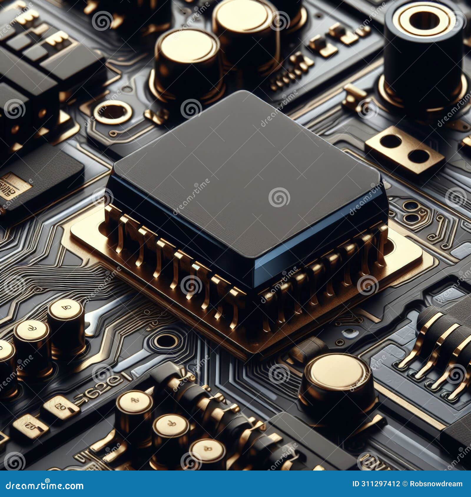 Computer Microchip Sitting on Motherboard Stock Illustration ...