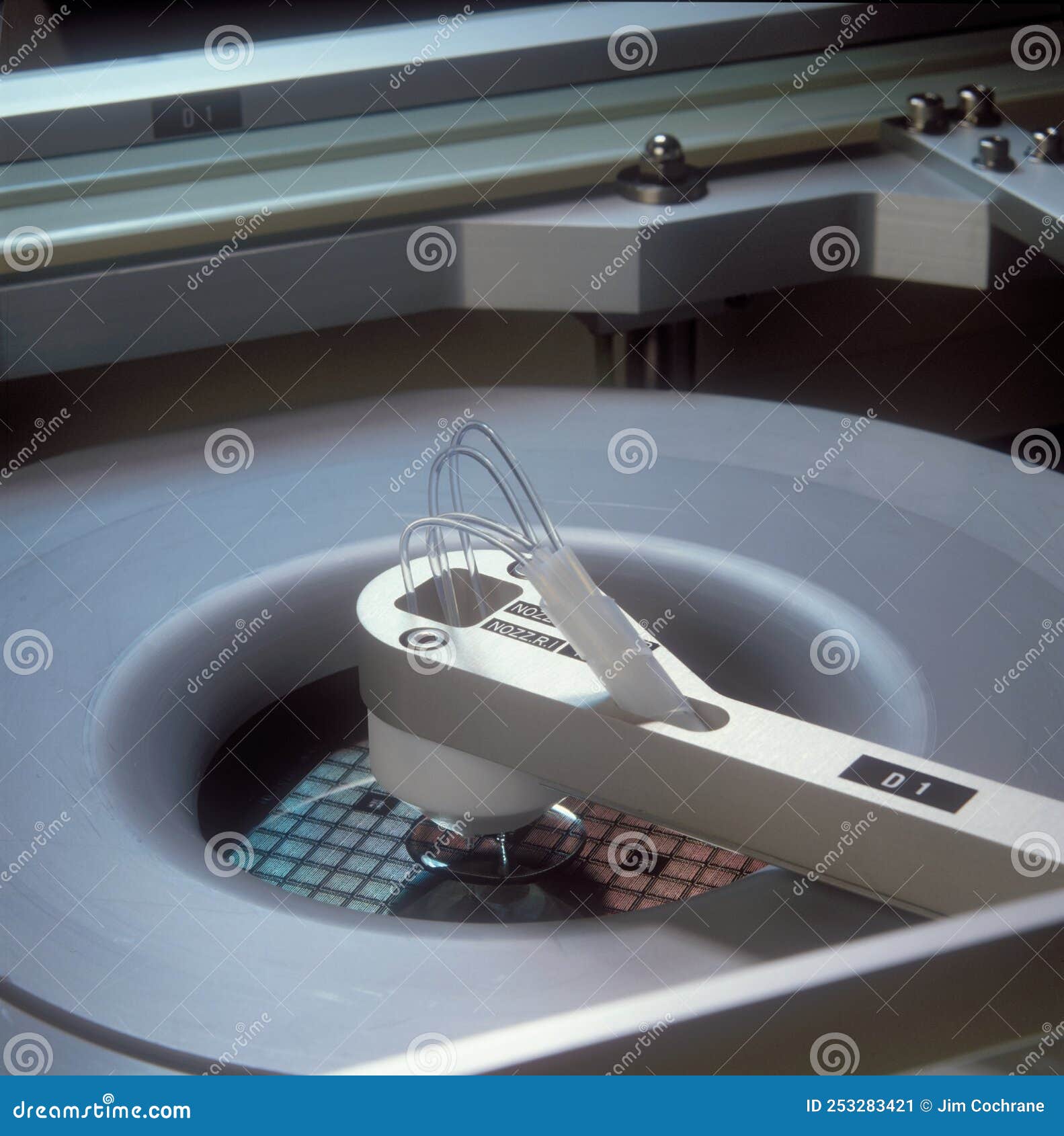 A Computer Microchip Wafer Being Manufactured Stock Image - Image of ...
