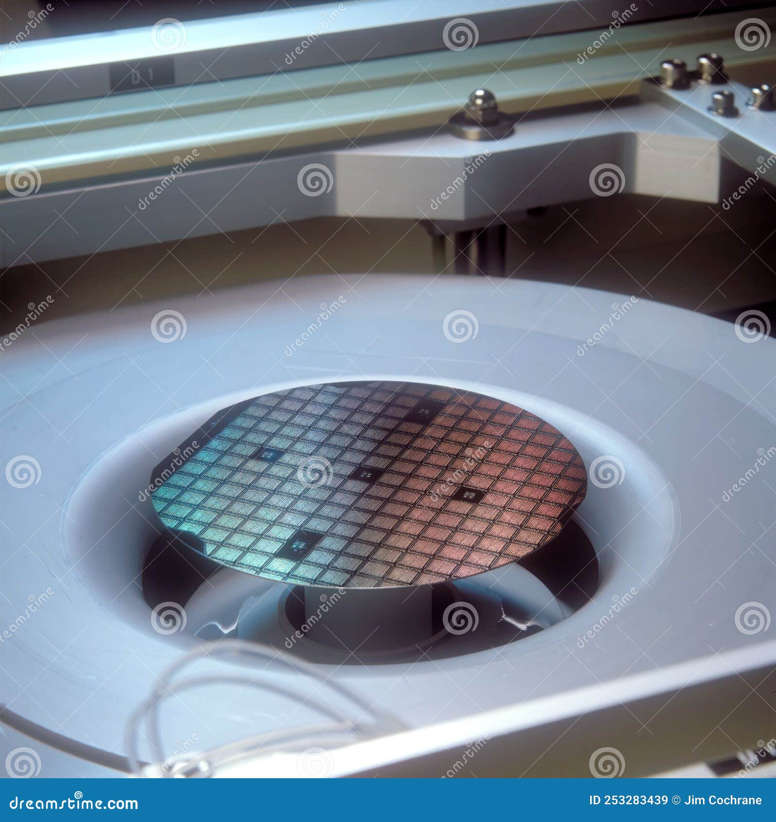 A Computer Microchip Wafer Being Manufactured Stock Image - Image of ...