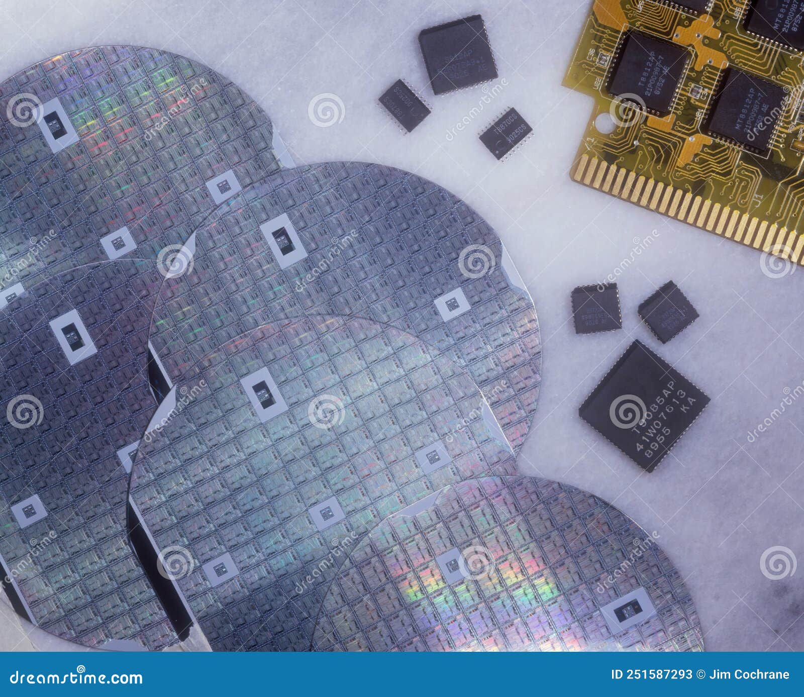 Computer Microchip and Wafers Stock Image - Image of concept, design ...