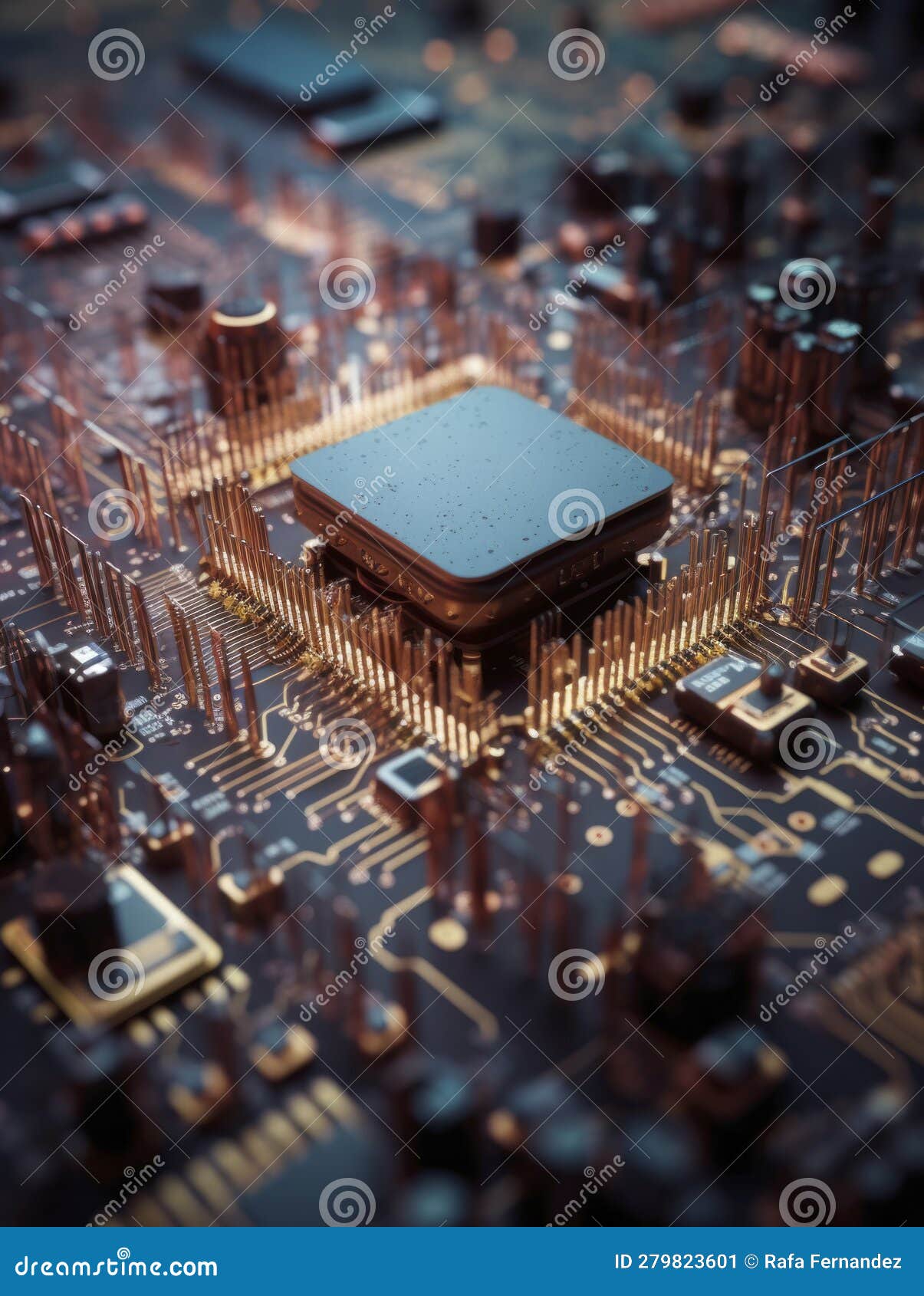 Computer Microchips on Electronic Circuit Board. AI Generative Stock ...