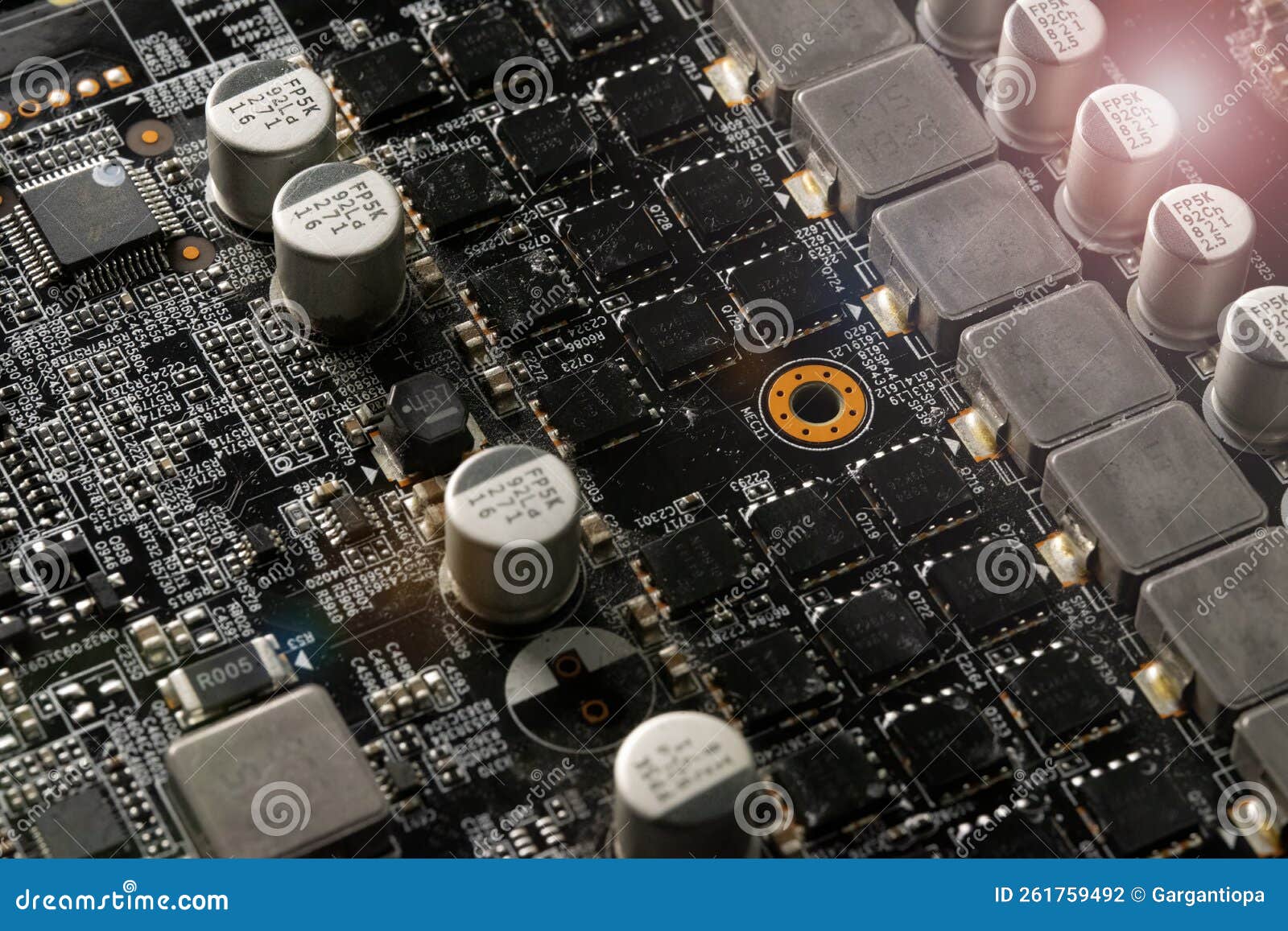 Computer Microchips on Electronic Circuit Board. Technology ...