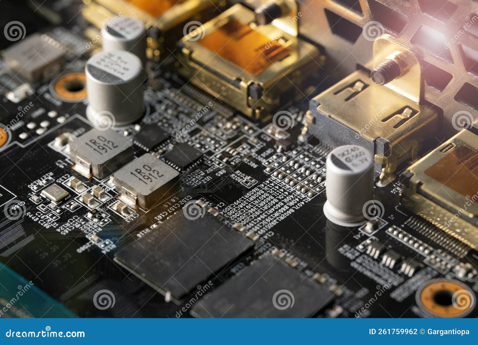 Computer Microchips on Electronic Circuit Board. Technology ...
