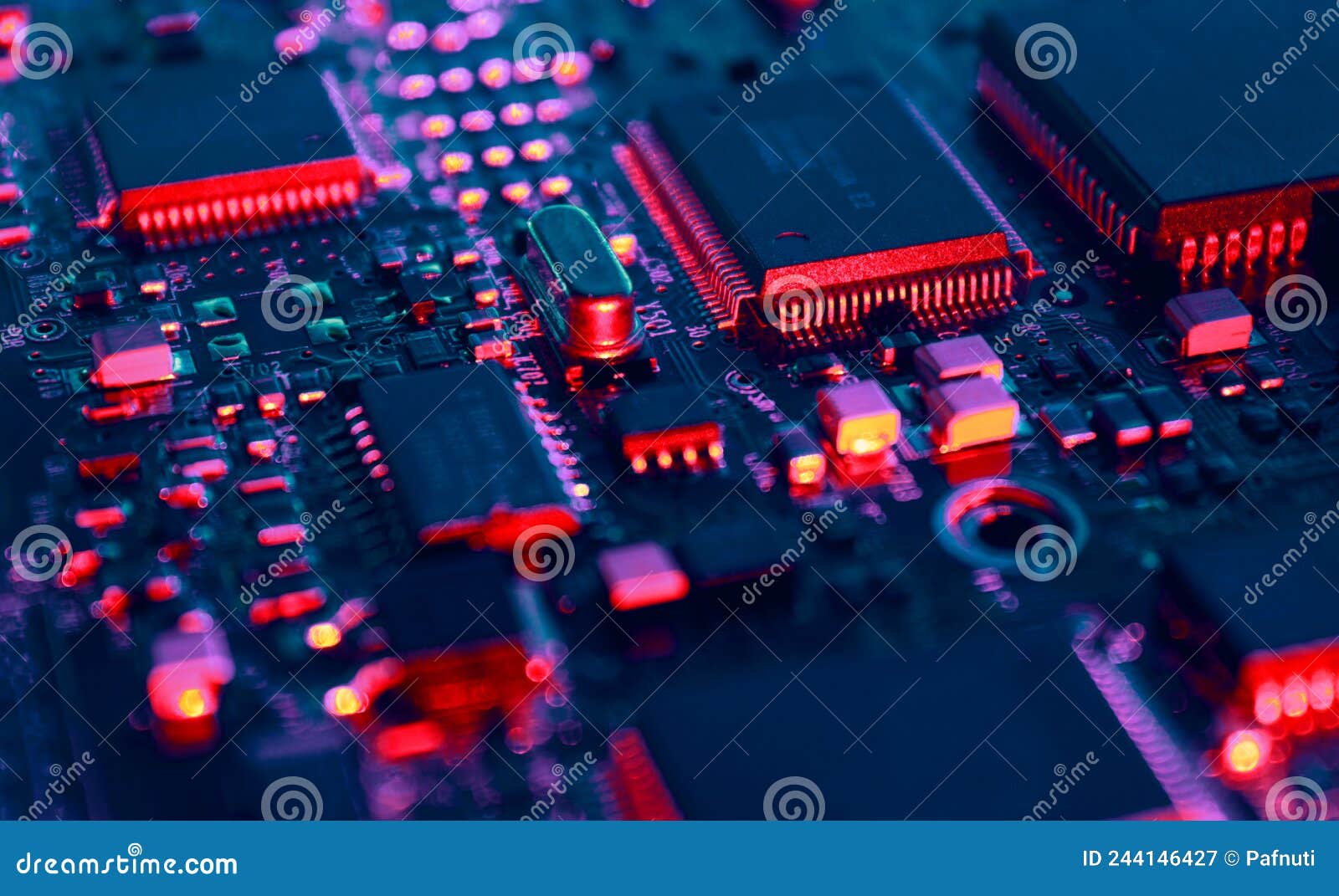 Computer Microchips on Electronic Circuit Board. Technology ...