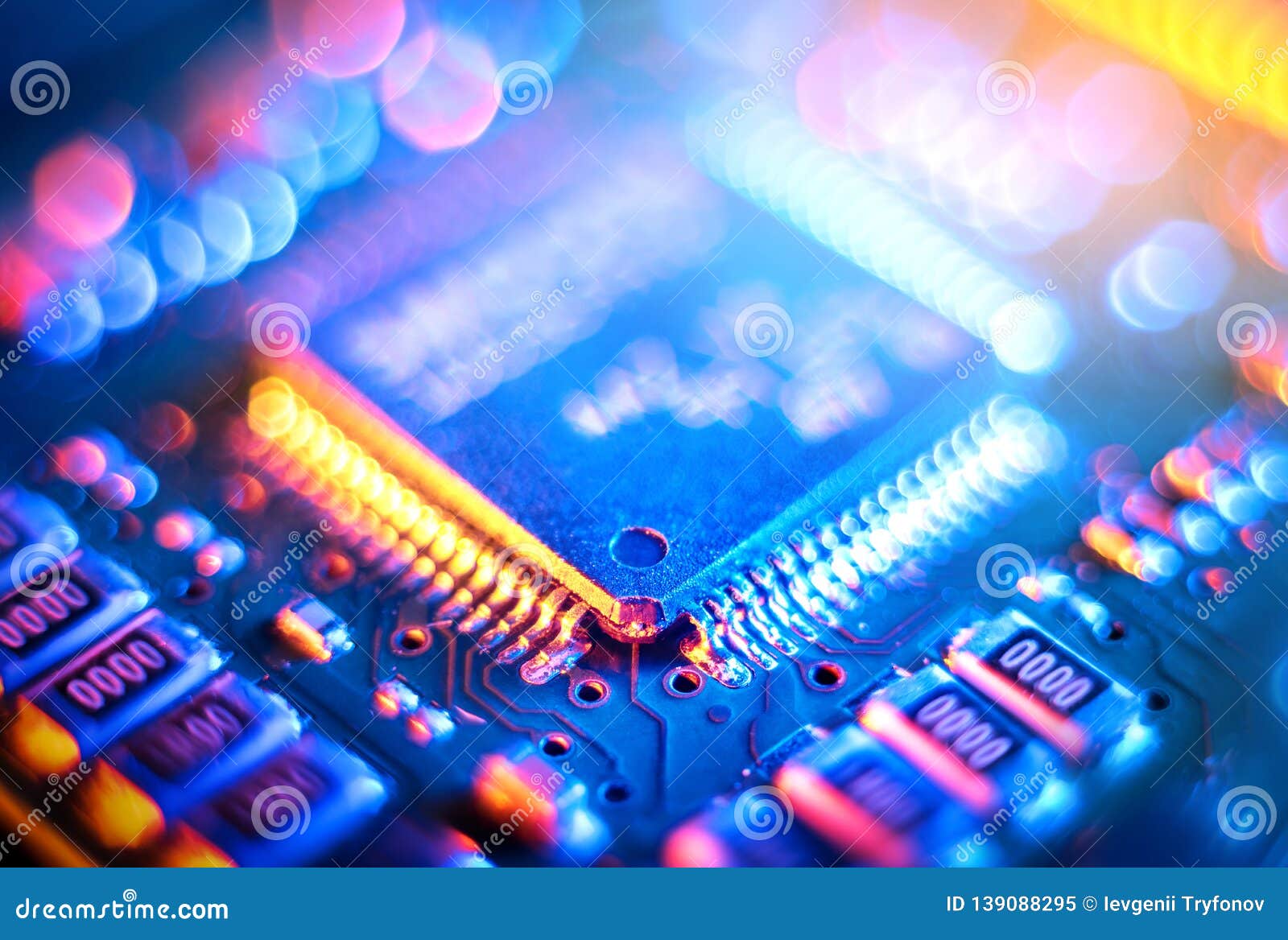 Computer Microchips and Processors on Electronic Circuit Board ...