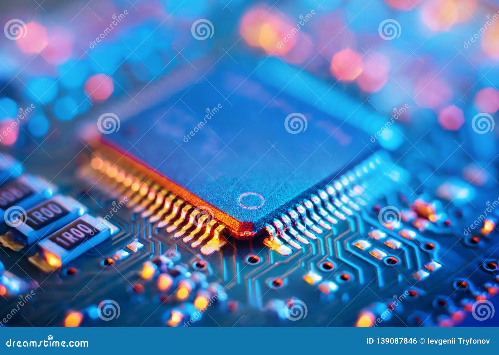 Computer Microchips and Processors on Electronic Circuit Board ...