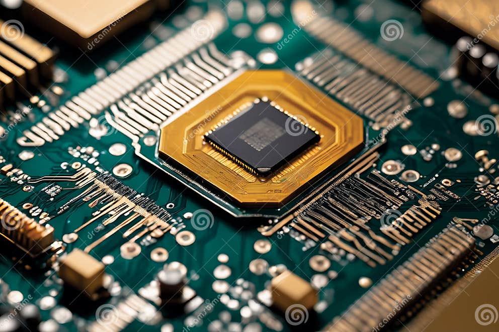 Computer Microchips and Processors on Electronic Circuit Board Stock ...
