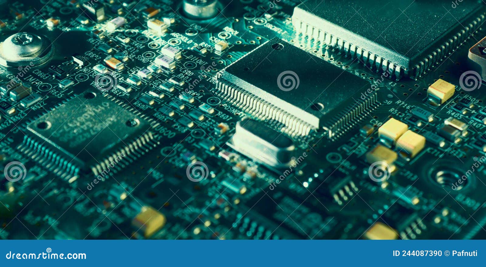 Computer Microchips and Processors on Electronic Circuit Board ...