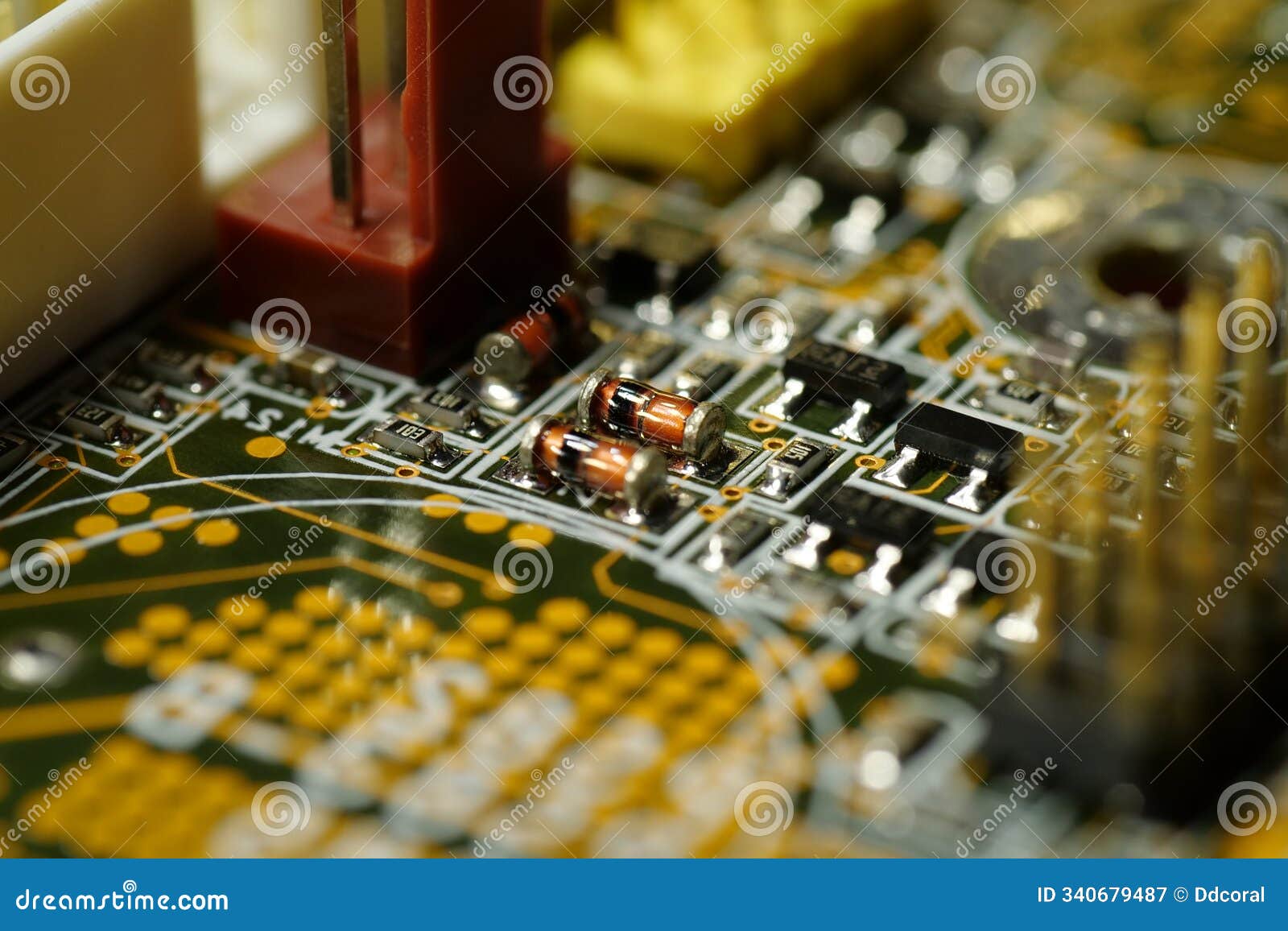 Computer Microcircuit with Electronic Components, Chips, Resistors ...