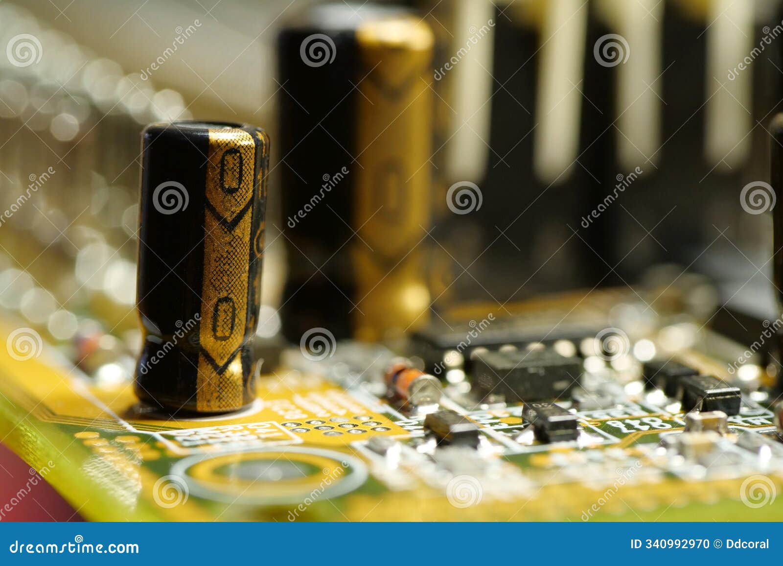 Computer Microcircuit with Electronic Components, Chips, Resistors ...