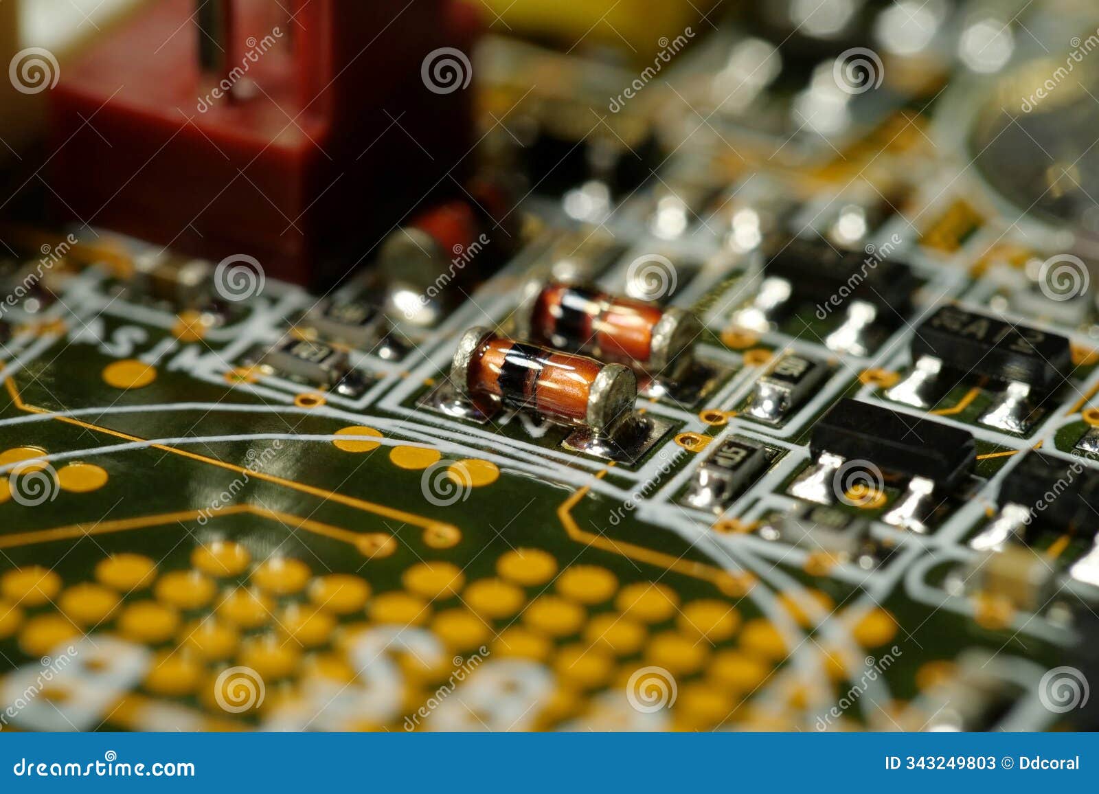 Computer Microcircuit with Electronic Components, Chips, Resistors ...