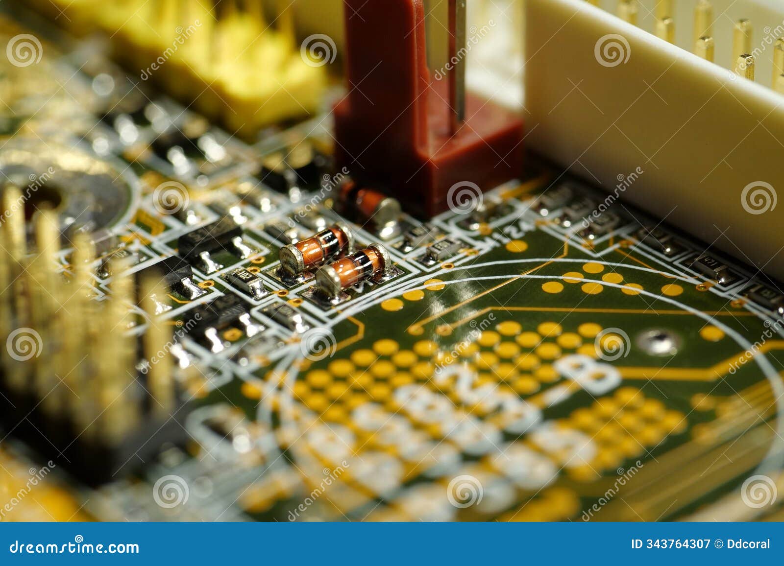 Computer Microcircuit with Electronic Components, Chips, Resistors ...