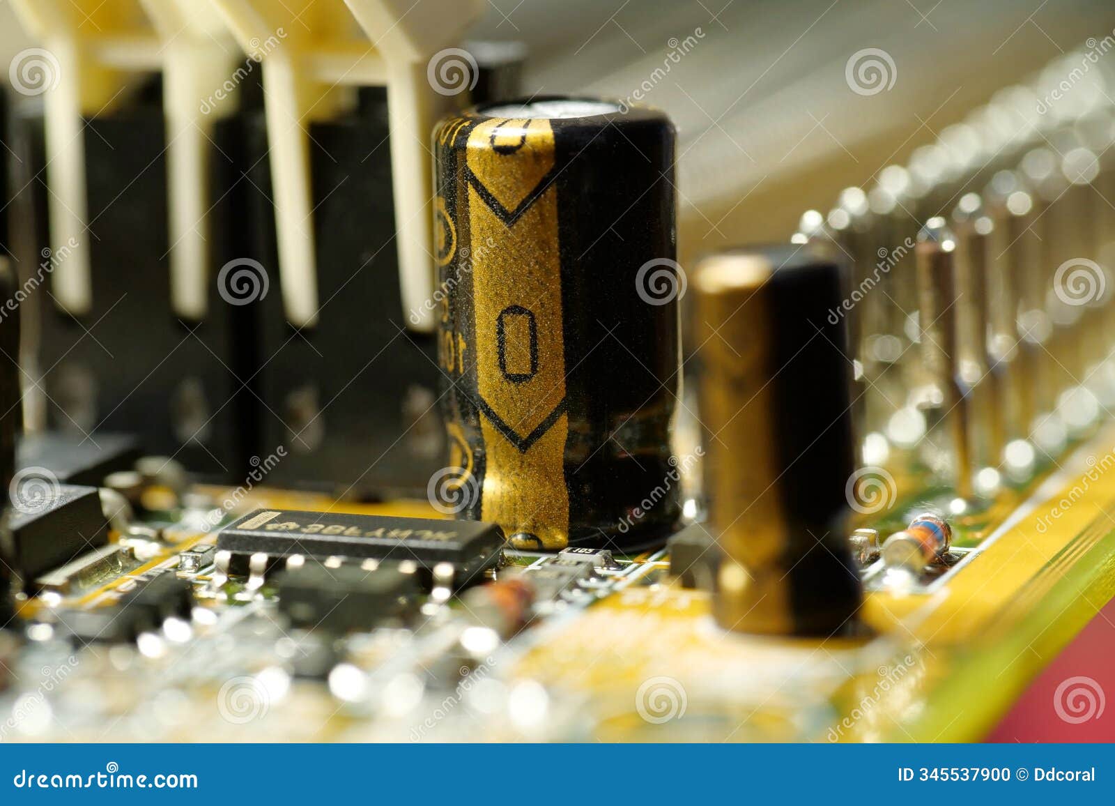 Computer Microcircuit with Electronic Components, Chips, Resistors ...