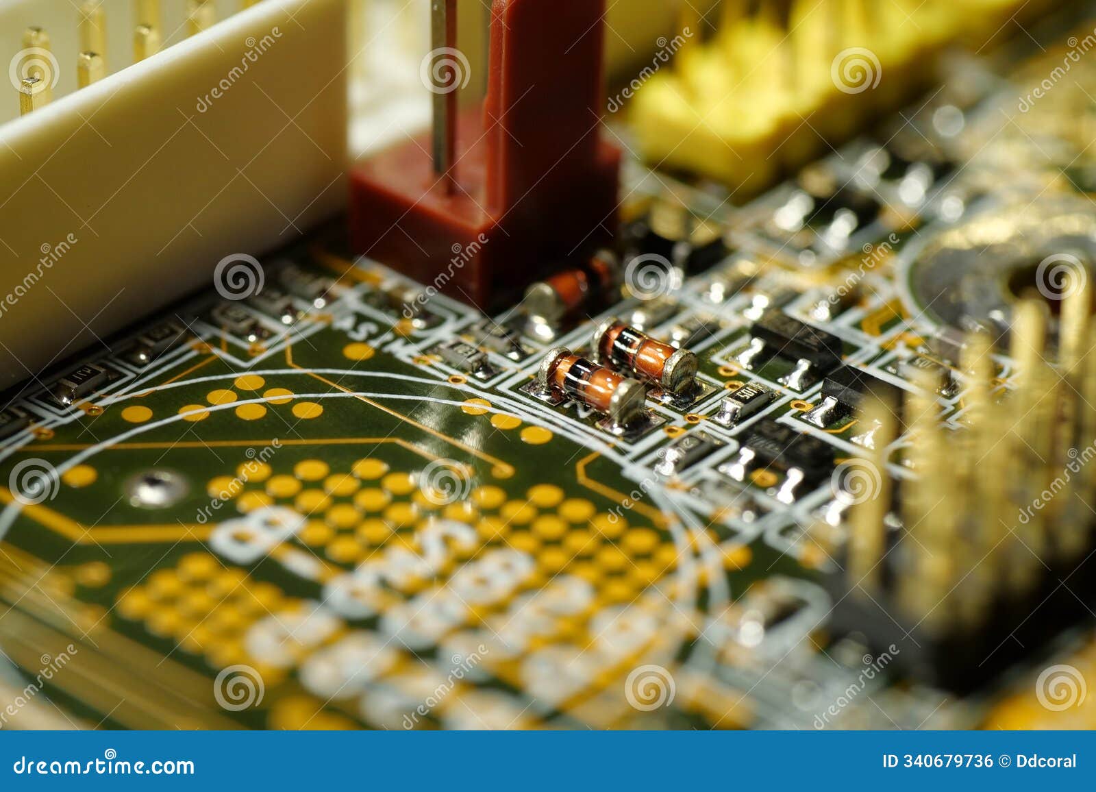 Computer Microcircuit with Electronic Components, Chips, Resistors ...