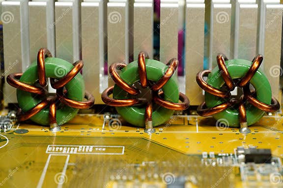 Computer Microcircuit with Electronic Components Stock Image - Image of ...