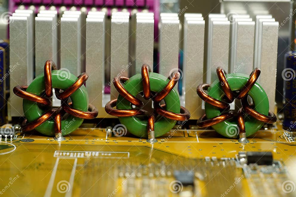 Computer Microcircuit with Electronic Components Stock Image - Image of ...