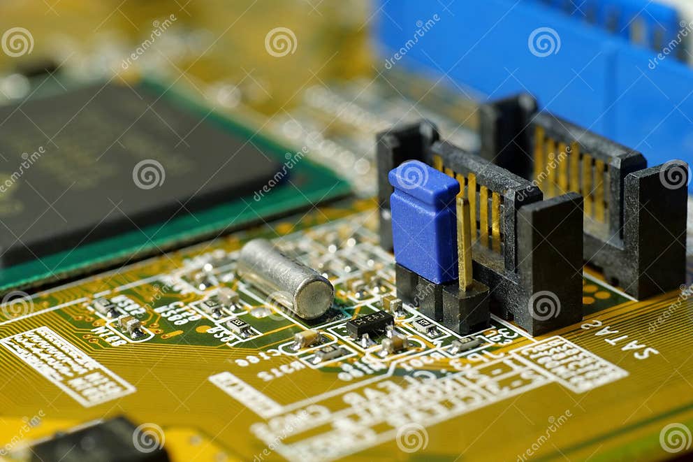 Computer Microcircuit with Electronic Components Stock Image - Image of ...