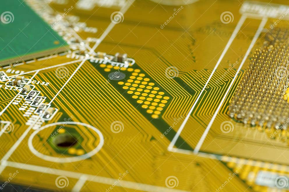 Computer Microcircuit with Electronic Components Stock Photo - Image of ...