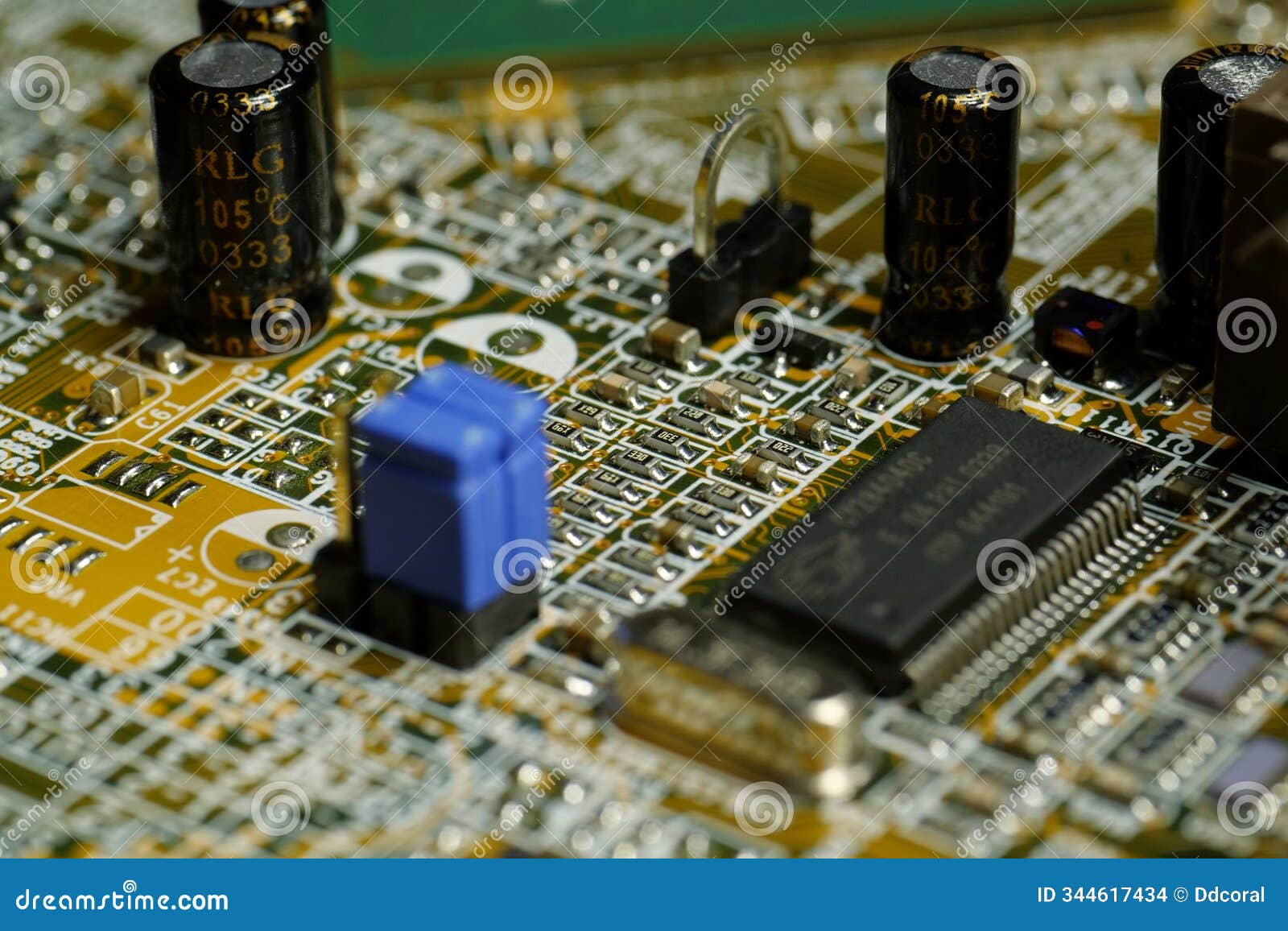 Computer Microcircuit with Electronic Components Stock Photo - Image of ...