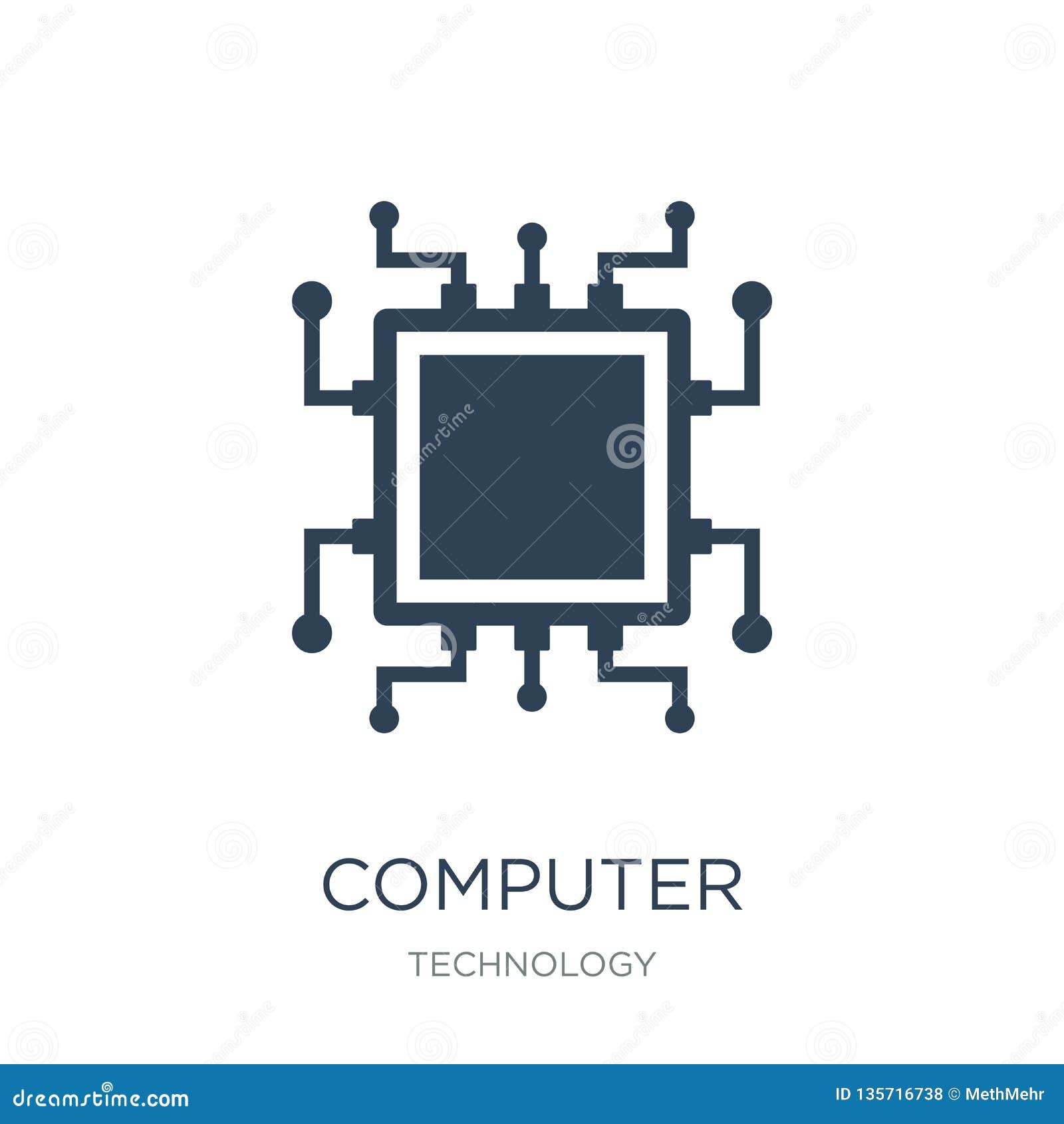 Computer Microprocessor Icon in Trendy Design Style. Computer ...