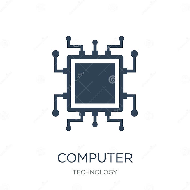 Computer Microprocessor Icon in Trendy Design Style. Computer ...