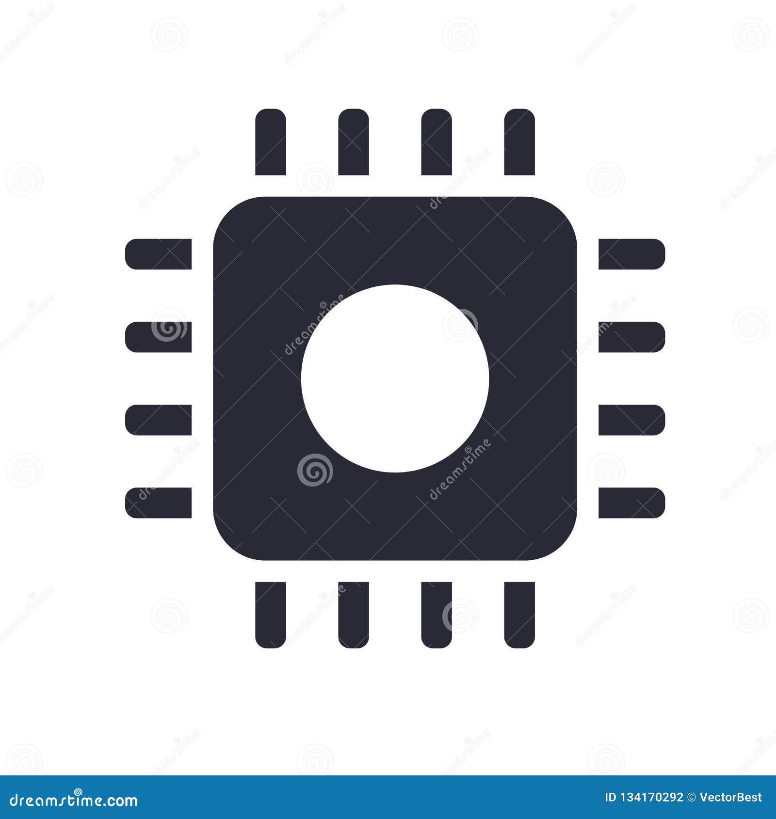 Computer Microprocessor Icon Vector Sign And Symbol Isolated On White