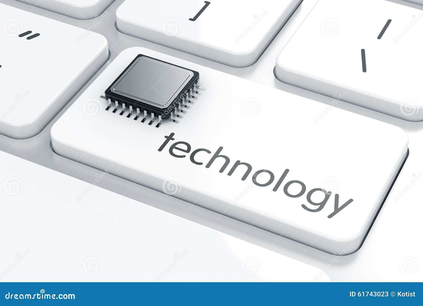 Computer Microprocessor on the Laptop Keyboard. Technology Concept ...